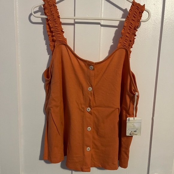 Tops | Nwt Ana Burnt Orange Ruffle Tank With Buttons Size Petite Xl ...